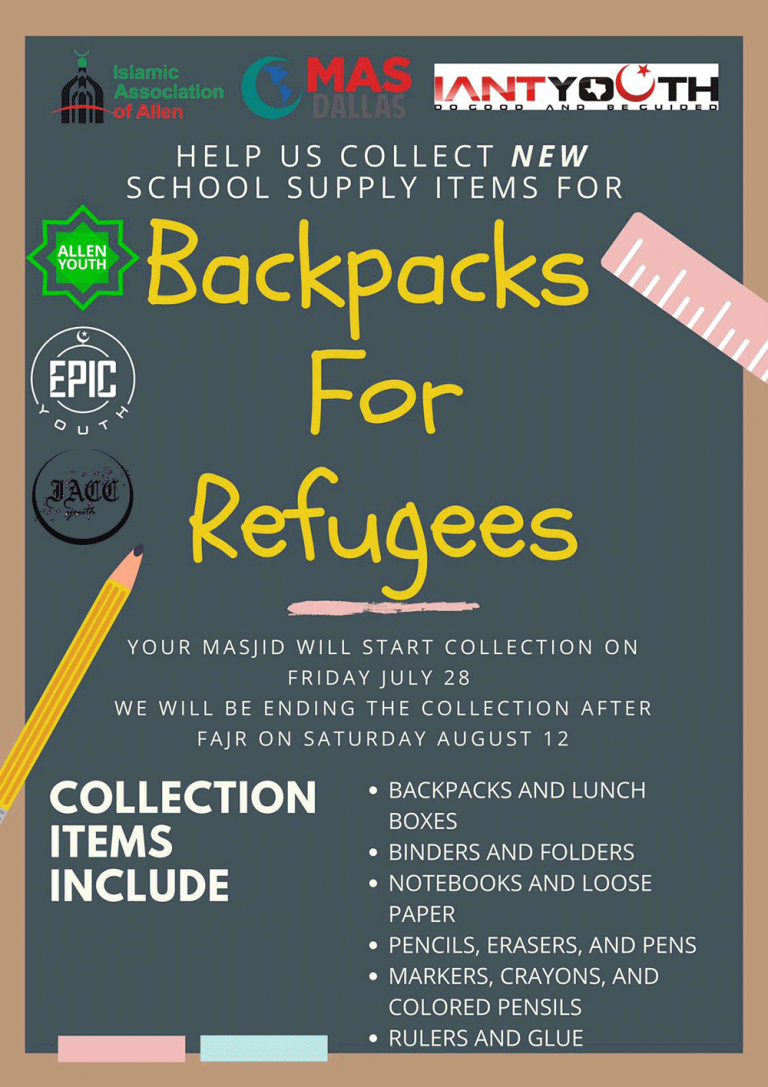 Backpack-for-refugee-flyer | Plano Masjid